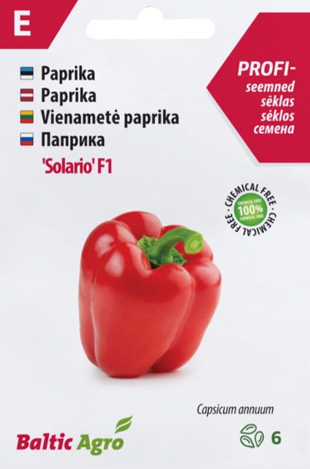 Sweet Pepper Solario F1: Large Red Blocky Fruits (Seeds)